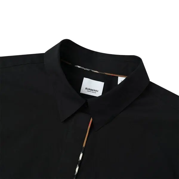 Burberry Stretch Cotton Shirt With Check Trim