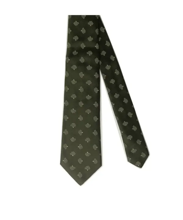 Mulberry All Over Tree Neck Tie - Green