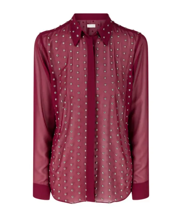 Dries Van Noten Embellished Sheer Shirt - Bordeaux
