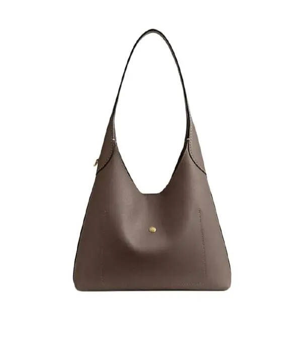 COACH Brooklyn Shoulder Bag With Logo Details - Brass/blackstone
