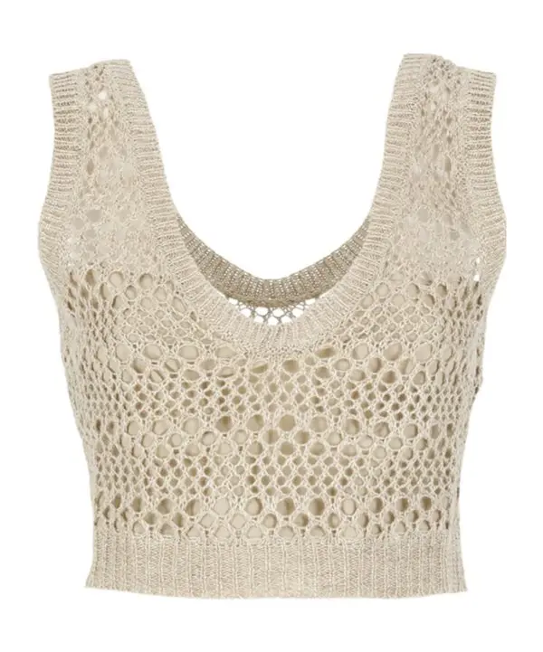 Brunello Cucinelli Sleeveless Open-knit Top