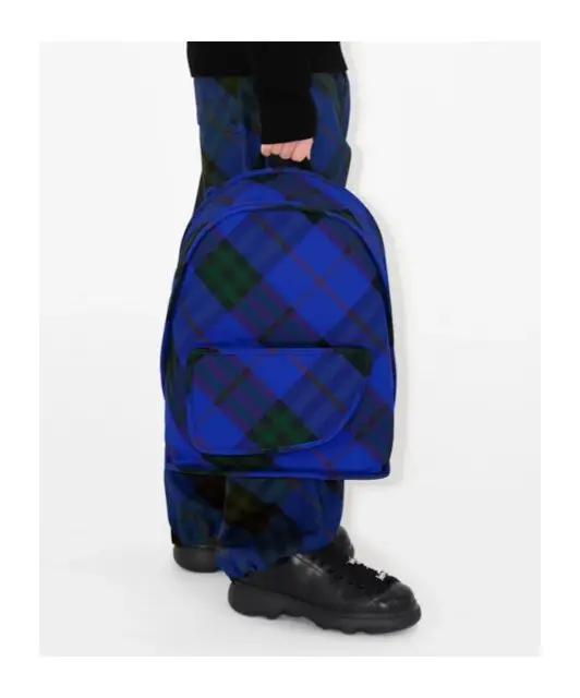 Burberry Vintage Check-printed Zipped Backpack - Blue
