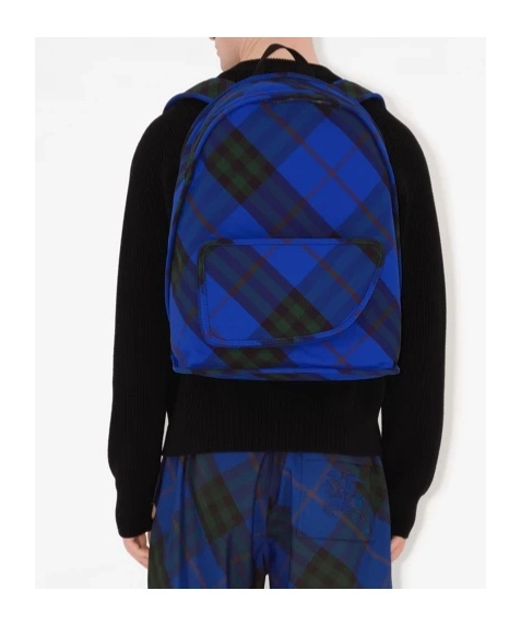 Burberry Vintage Check-printed Zipped Backpack - Blue