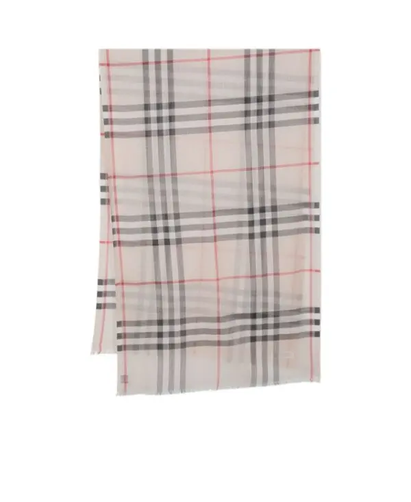 Burberry Giant Check Frayed-edge Scarf - Stone