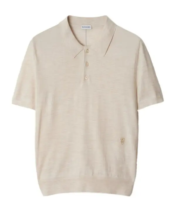 Burberry Short-sleeved Fin-knit Polo Top
