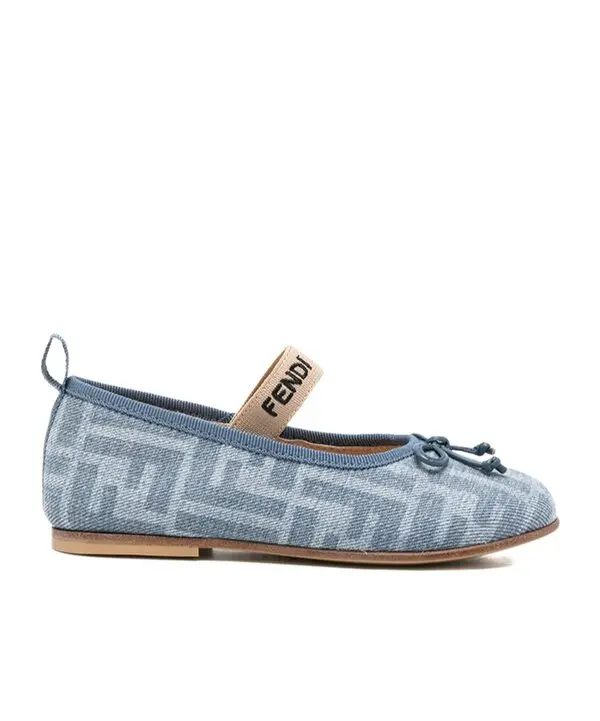 Fendi Ff Logo Ballet Flats - Gray