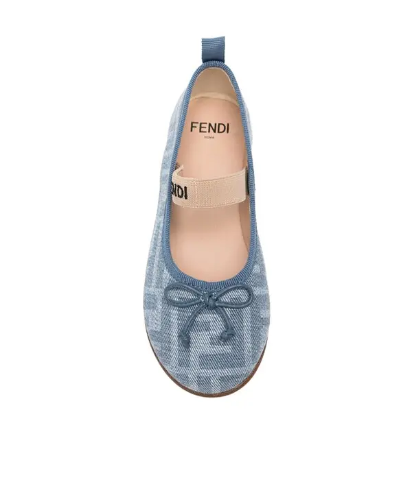 Fendi Ff Logo Ballet Flats - Gray