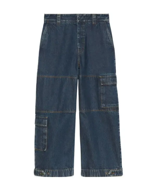 Gucci Contrast Stitched Wide-leg Jeans - Blue
