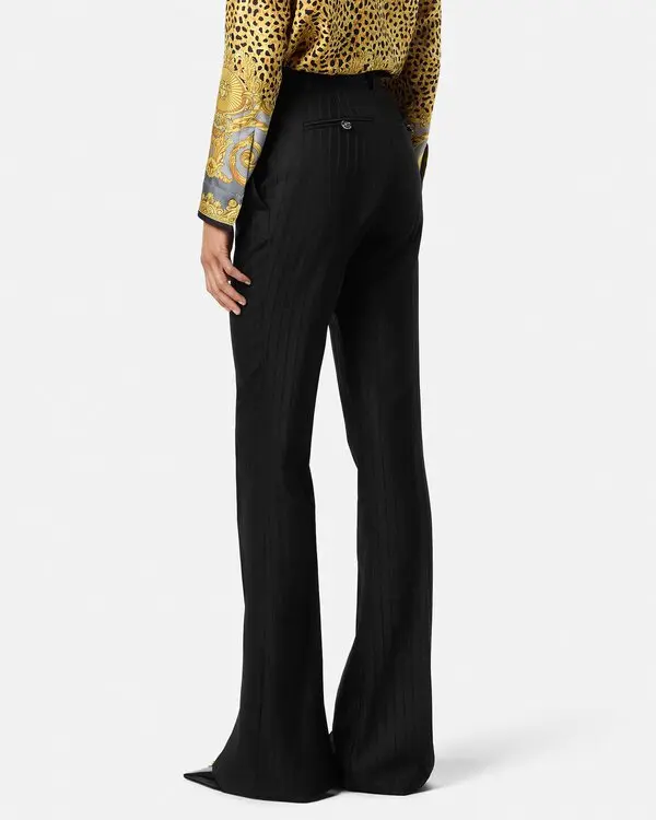 Versace Striped Flared Trousers - Black