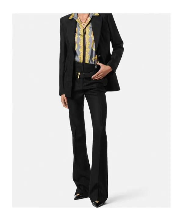 Versace Striped Flared Trousers - Black