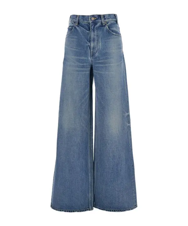 Celine Flared Surf Jeans In Union Wash Denim - Blue