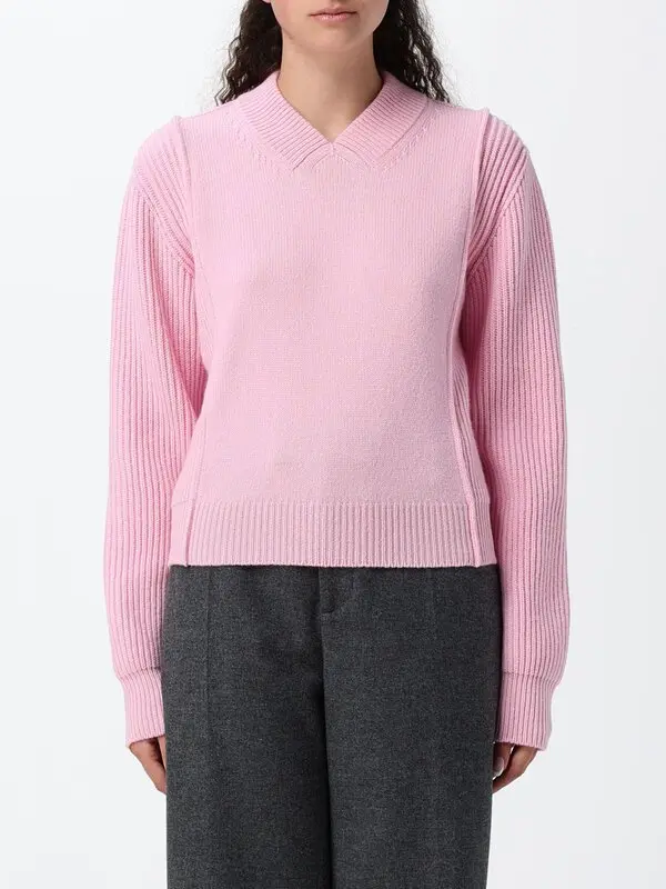 Marni Ribbed V-neck Jumper - Pink