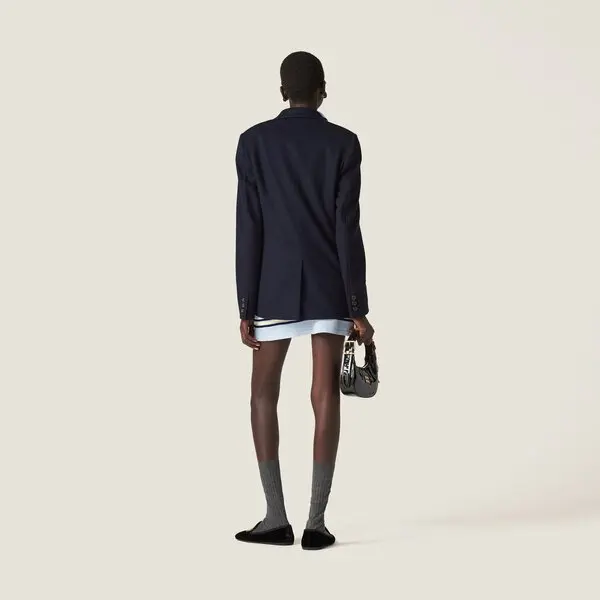 Miu Miu Single-breasted Velour Jacket - Blue