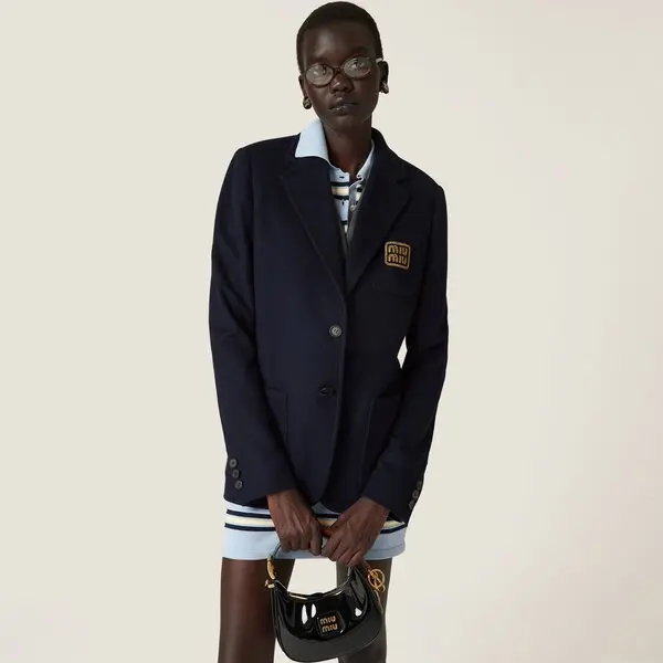 Miu Miu Single-breasted Velour Jacket - Blue