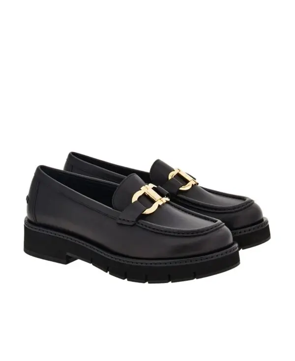 FERRAGAMO Gancini Decorative Loafer - Black