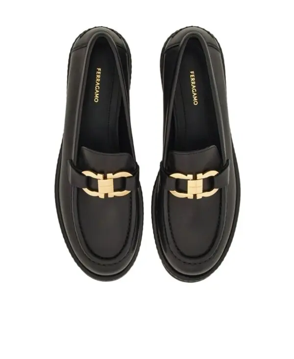 FERRAGAMO Gancini Decorative Loafer - Black