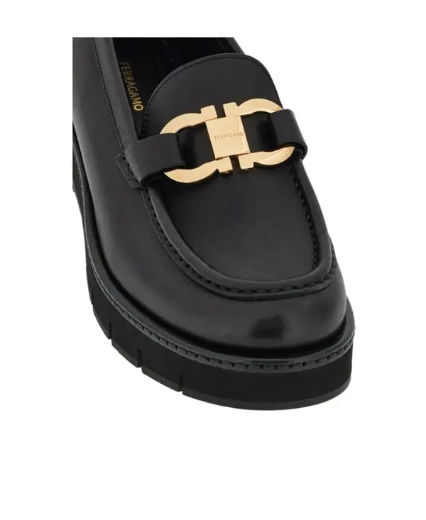 FERRAGAMO Gancini Decorative Loafer - Black