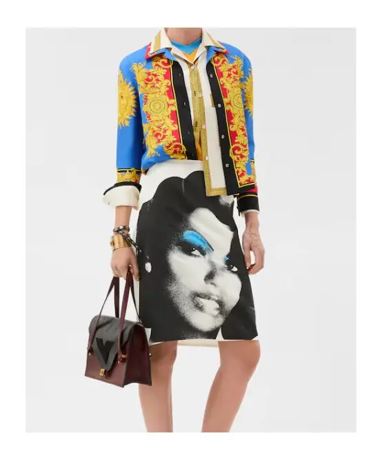 Versace Printed Pencil Skirt - Black