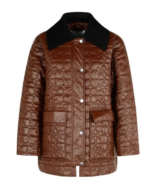 GANNI Padded Jacket With Snap And Zip Front Closure - Black