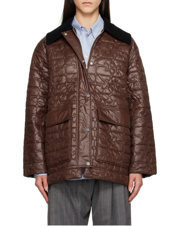GANNI Padded Jacket With Snap And Zip Front Closure - Black