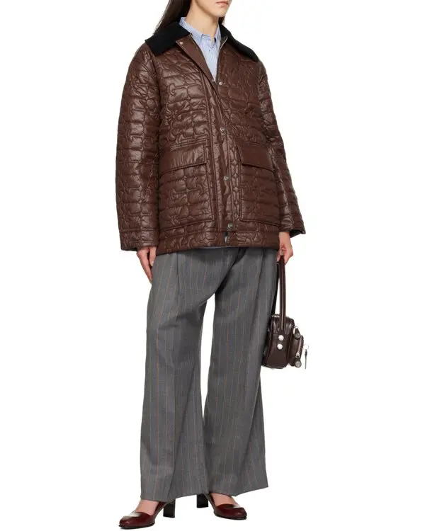 GANNI Padded Jacket With Snap And Zip Front Closure - Black
