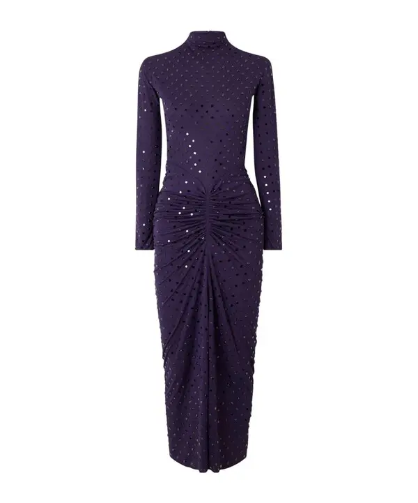 Alaïa Embellished Knitted Midi Dress - Deep Purple