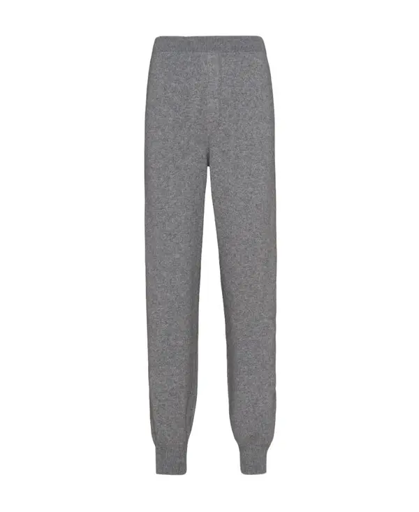 Prada Knitted Track Pants With Ribbed Hem - Grey