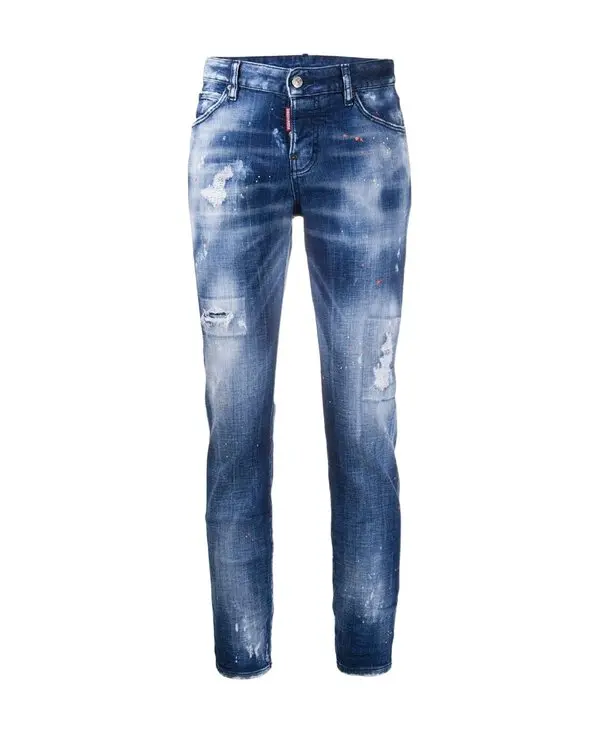 Dsquared2 Cropped Distressed Jeans - Blue