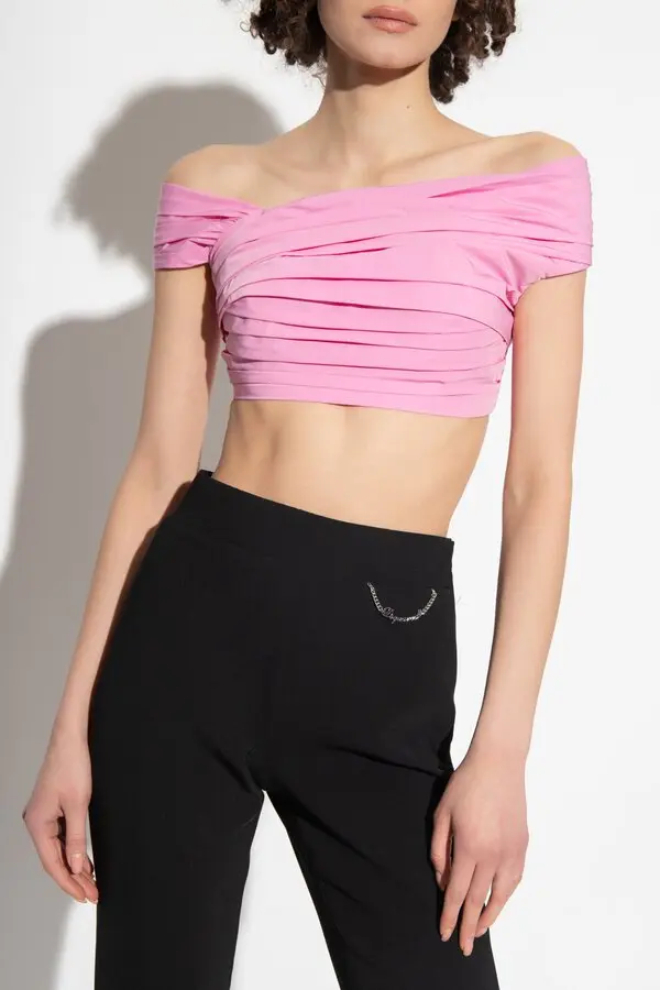 Dsquared2 Sleeveless Pleated Off-the-shoulder Top - Pink
