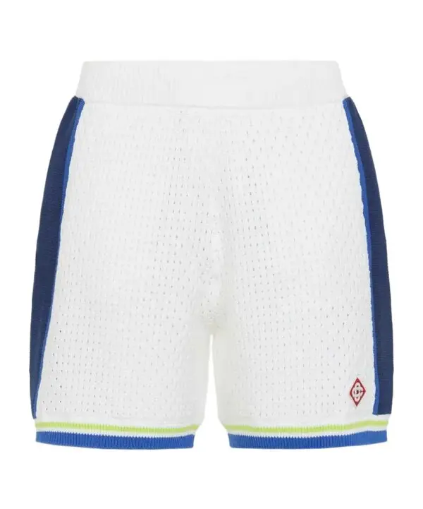 Casablanca Logo Patch Crochet Shorts - White