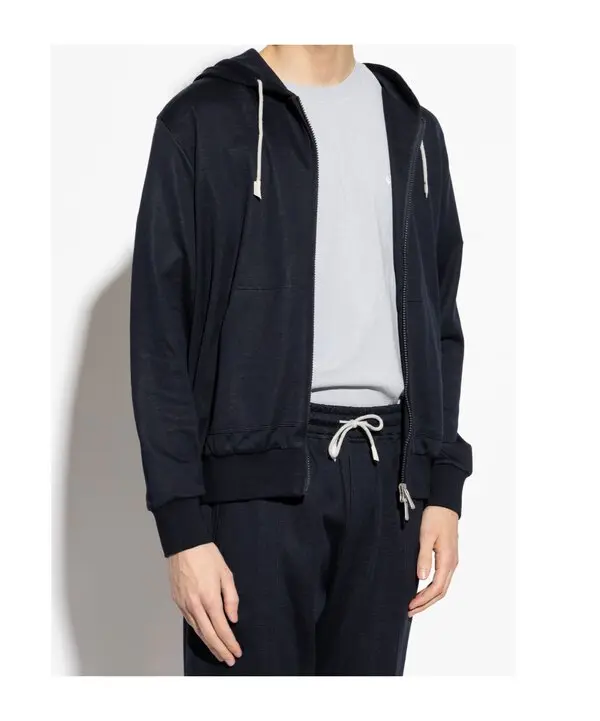 Eleventy Classic Zip-up Hoodie Sweater - Navy Blue