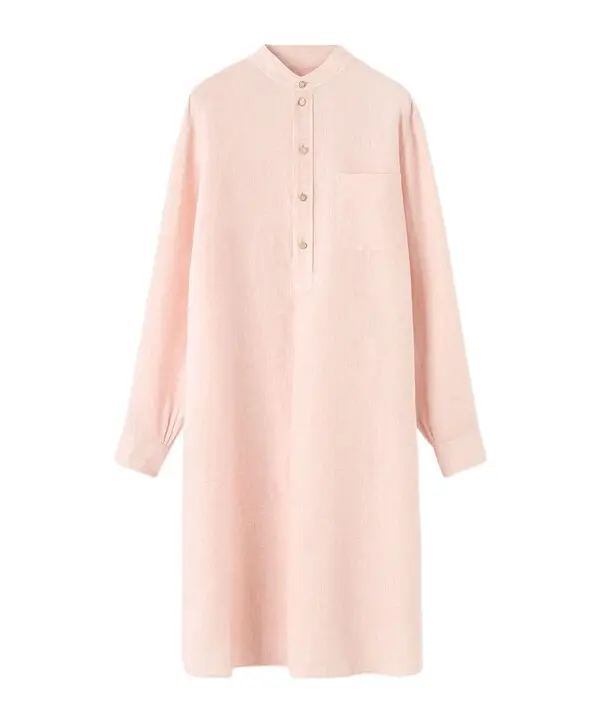 Loro Piana Long-sleeved Shirt Dress With Side Slit - Pink