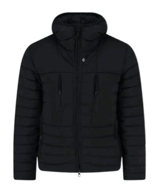 Stone Island Zip-up Hooded Down Jacket - Black