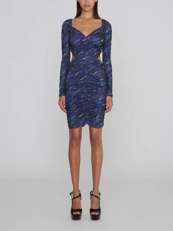 ROTATE BY BIRGER CHRISTENSEN Long Sleeve V-neck Cut-out Dress