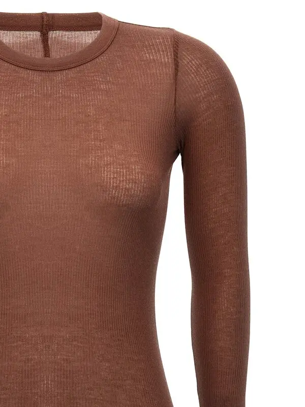 Rick Owens Ribbed Long Sleeve Top - Pink