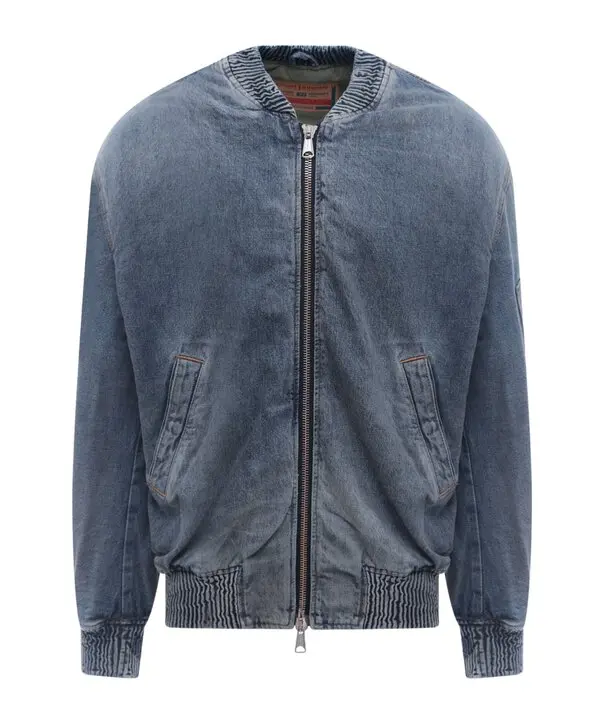 DIESEL® Faded Bomber Denim Jacket - Gray