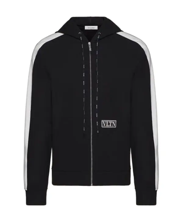 Valentino Garavani Vltn Patch Zip-up Hoodie - Black