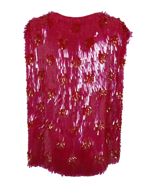 Dries Van Noten Sequin Embellished Sleeveless Top - Red