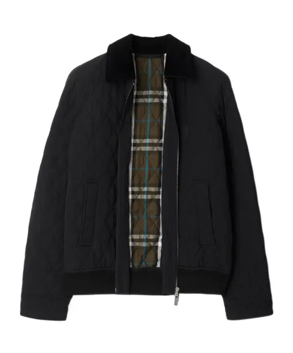 Burberry Quilted Zip-up Jacket With B-shield Detail - Black/snug