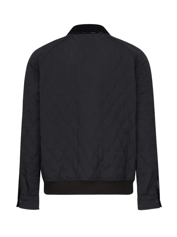 Burberry Quilted Zip-up Jacket With B-shield Detail - Black/snug