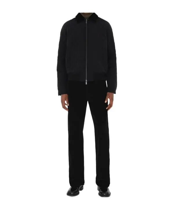 Burberry Quilted Zip-up Jacket With B-shield Detail - Black/snug