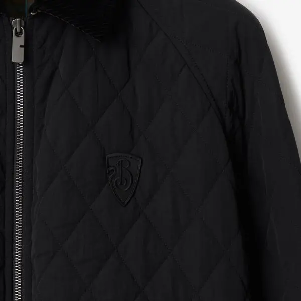 Burberry Quilted Zip-up Jacket With B-shield Detail - Black/snug