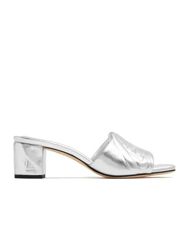 Alexander McQueen Embossed Metallic Sandals - White