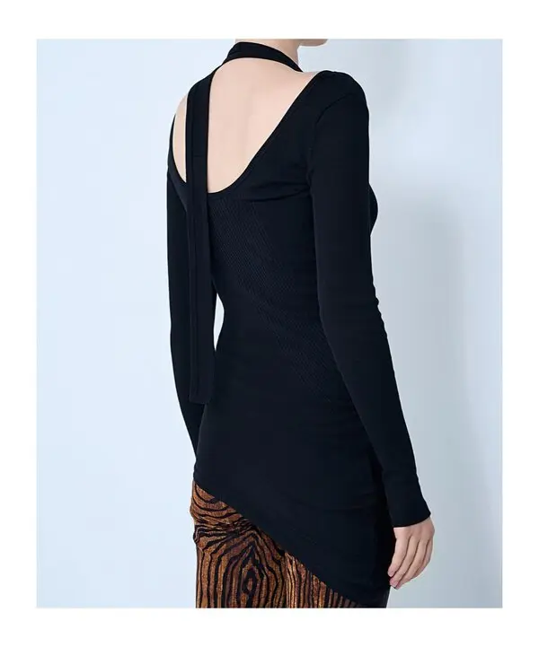 JEAN PAUL GAULTIER Asymmetric Knitted Top With Silver-tone Hardware