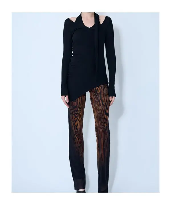JEAN PAUL GAULTIER Asymmetric Knitted Top With Silver-tone Hardware