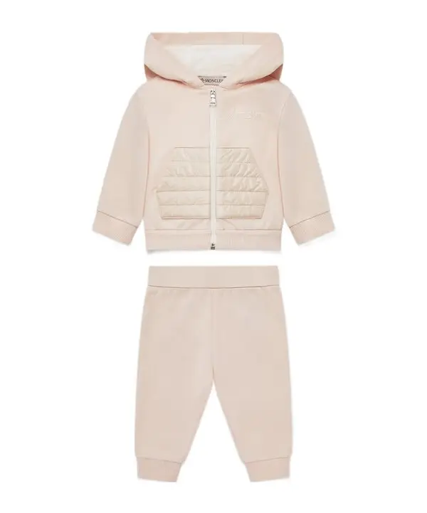 Moncler Embroidered Logo Cotton Tracksuit Set - Light Pink