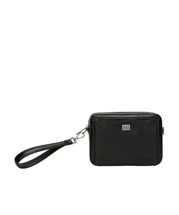 Dolce & Gabbana Logo Plaque Zipped Mini Messenger Bag - Black
