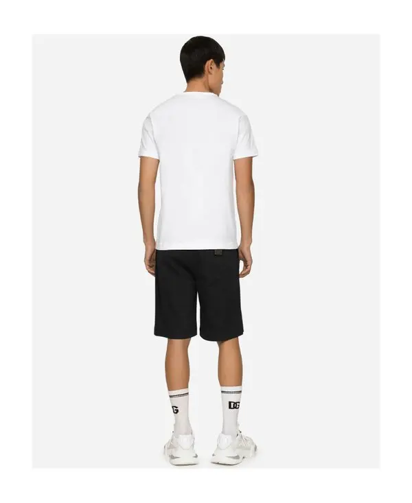 Dolce & Gabbana Dolce Gabbana Logo Patch V-neck T-shirt - White