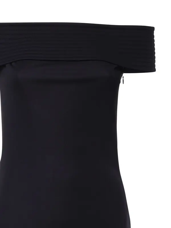 Alaïa Off-the-shoulder Maxi Dress With Flowing Hem - Black