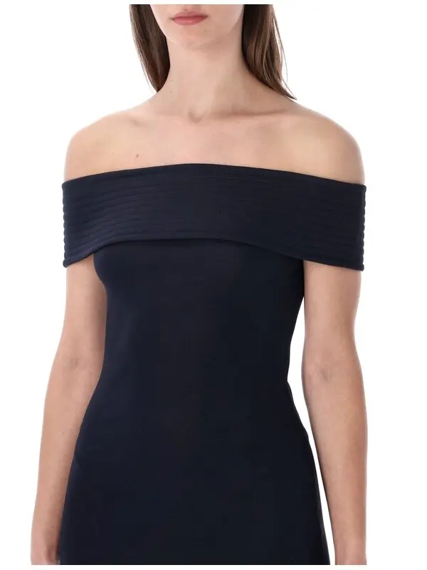 Alaïa Off-the-shoulder Maxi Dress With Flowing Hem - Black